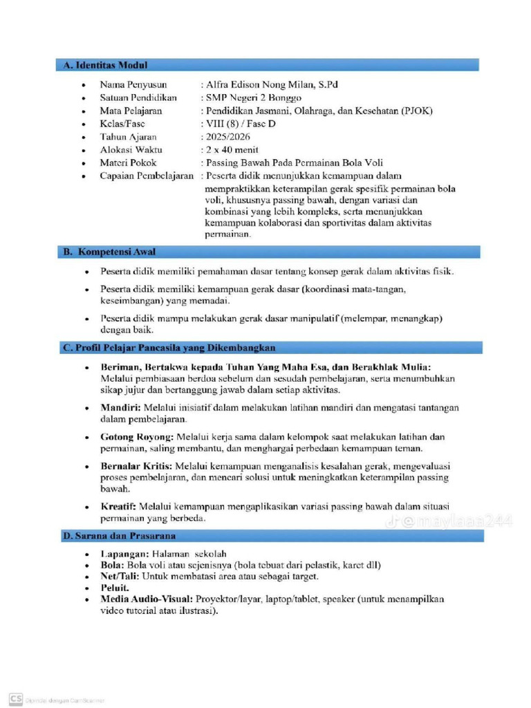 Modul Ajar PPG Pjok | PDF