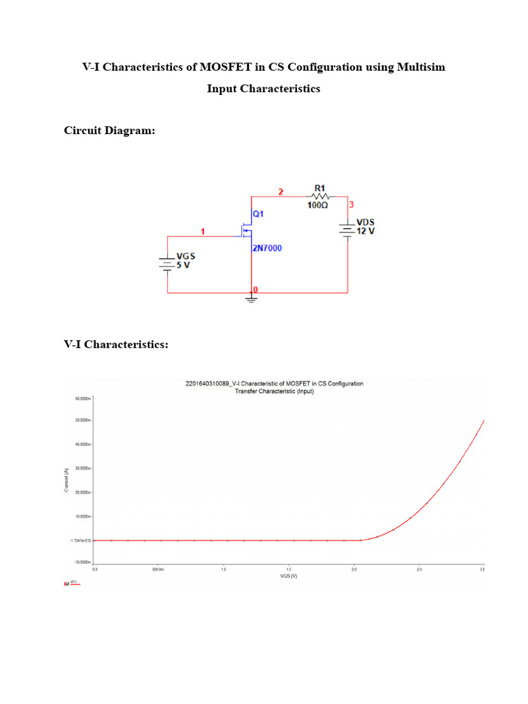CS Configuration of MOSFET Using MULTISIM (1) | PDF