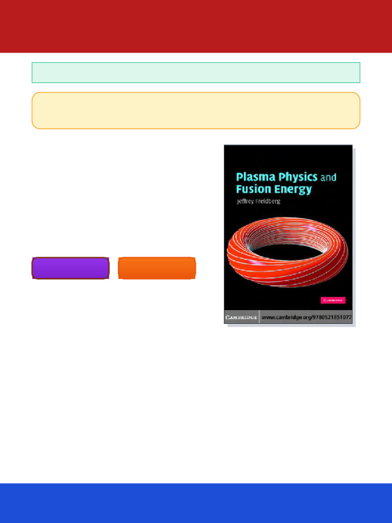 Read An Excerpt Plasma Physics and Fusion Energy 1st Edition Edition ...