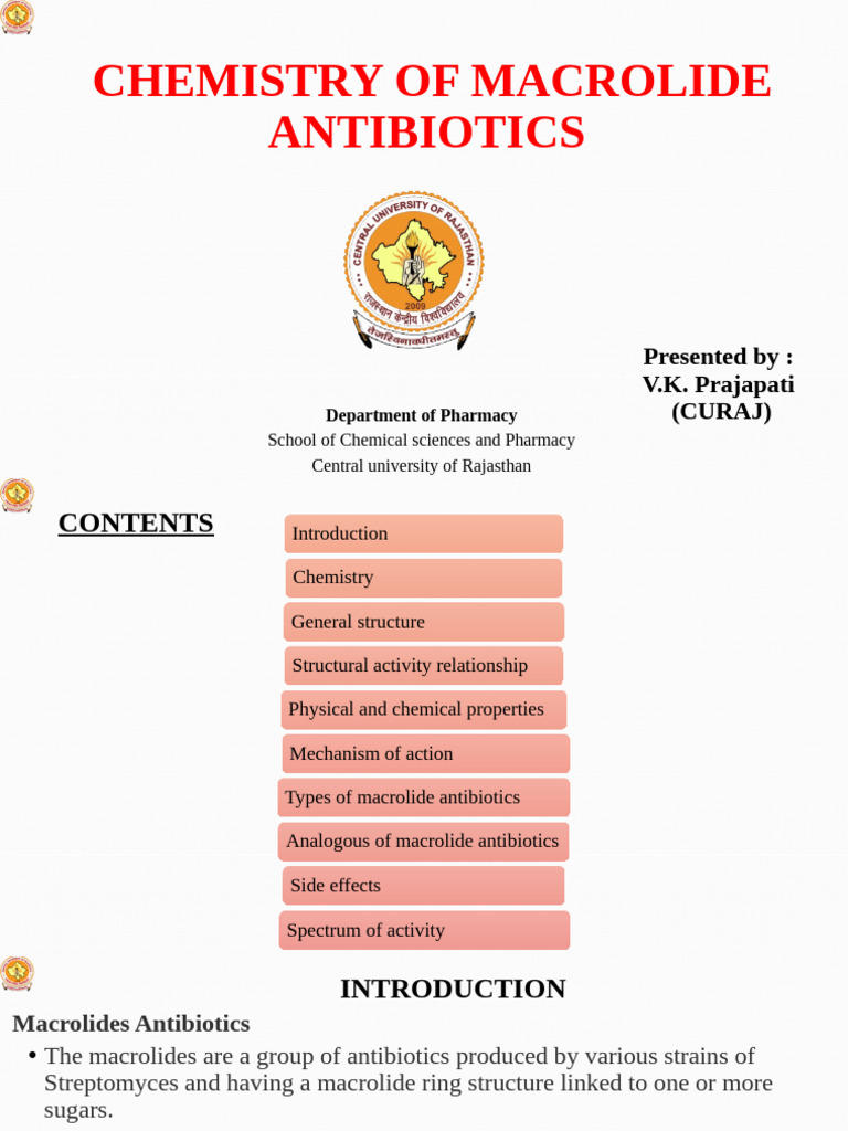 Macrolide Antibiotics: Chemistry & Uses | PDF | Drugs