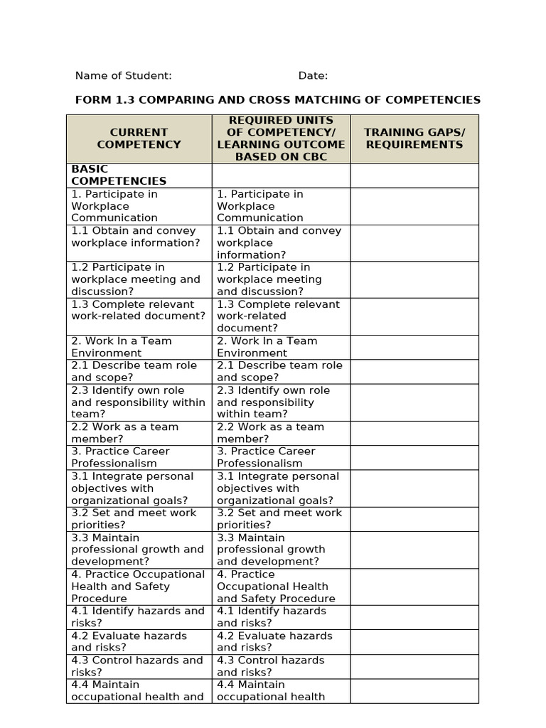 3 - Comparing and Cross-matching of Competencies (1) | PDF ...