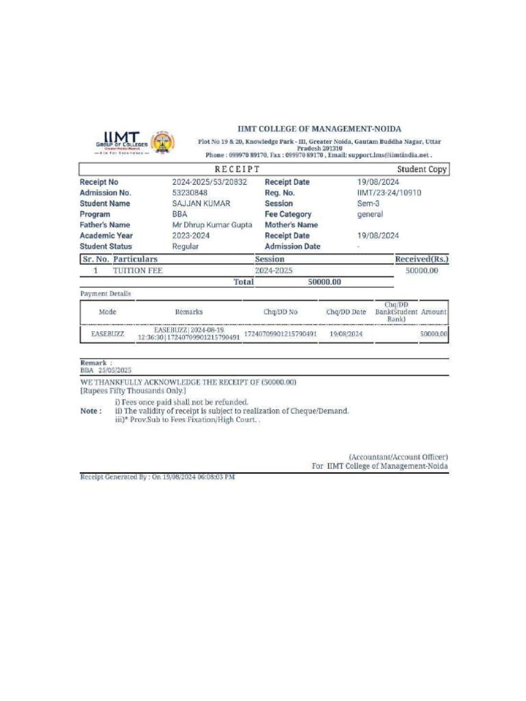 Fees Structures 2024 2025 | PDF