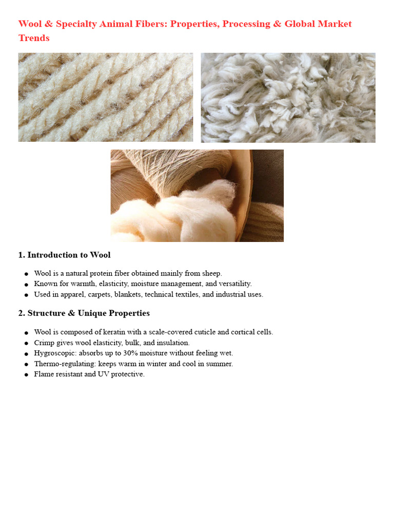 Wool and Specialty Fibers Overview | PDF | Wool | Animal Hair