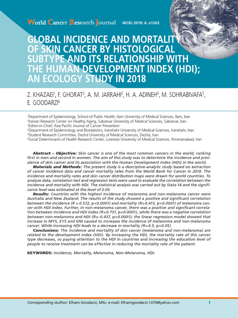 Skin Cancer Incidence and HDI Study | PDF | Skin Cancer | Human ...