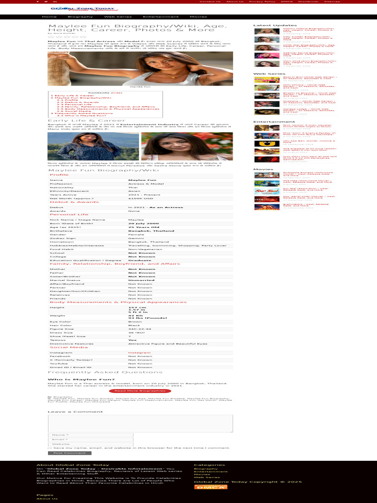 Maylee Fun: Thai Actress Biography | PDF | Websites