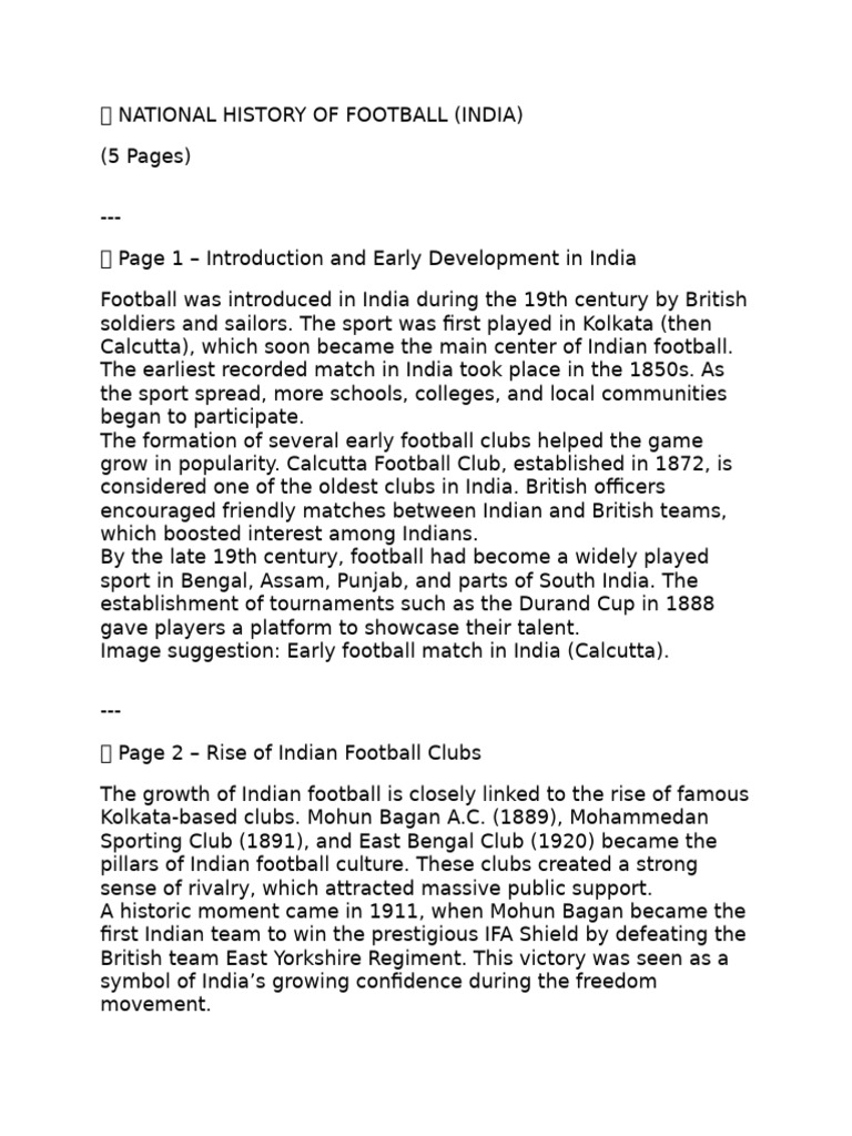 History of Football in India | PDF | Team Sports | Sports