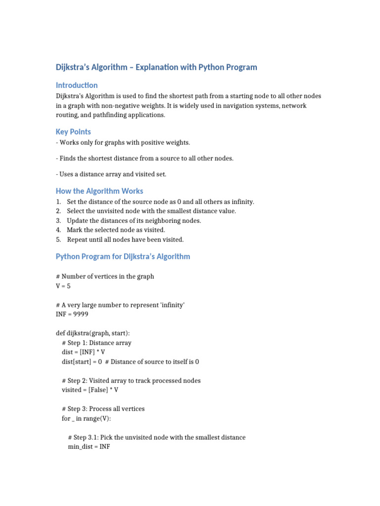 Dijkstra Algorithm With Explanation | PDF