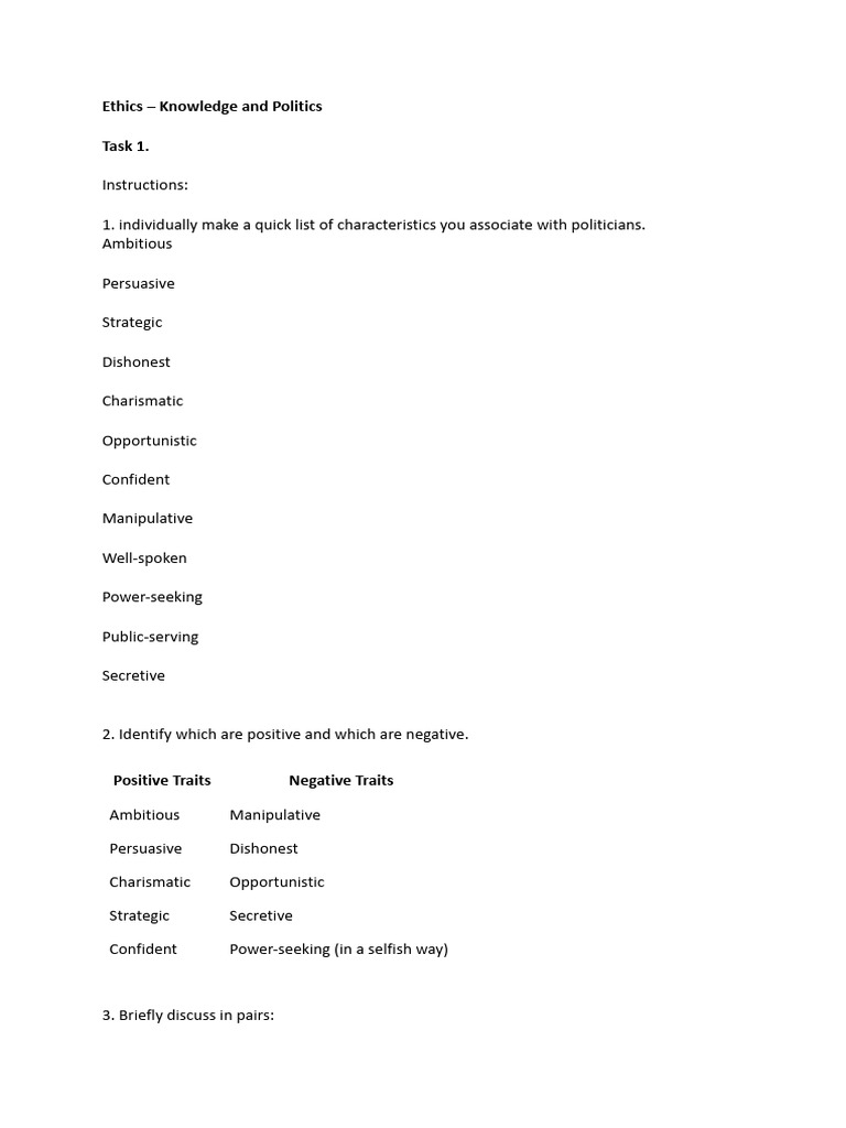 Ethics and Politics: Analyzing Perceptions | PDF | Knowledge | Value ...