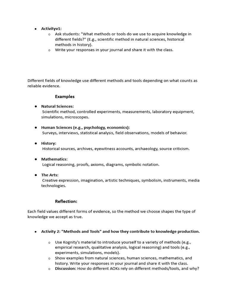 TOK Core - _Methods and Tools_ .Docx | PDF | Science | Mathematics