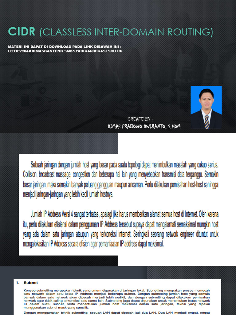 Pertemuan 9 CIDR (Classless Inter-Domain Routing) | PDF