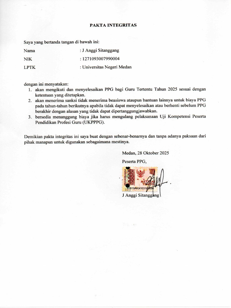 Pakta Integrasi_j. Anggi Sitanggang | PDF