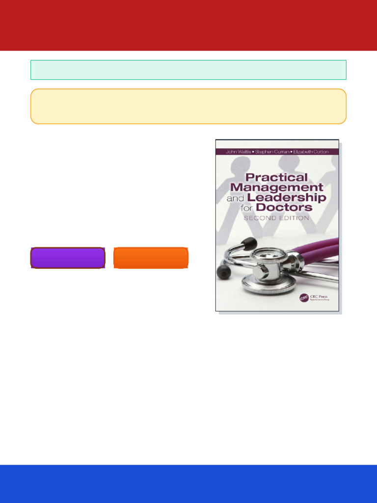 Practical management and leadership for doctors Second Edition Cotton ...