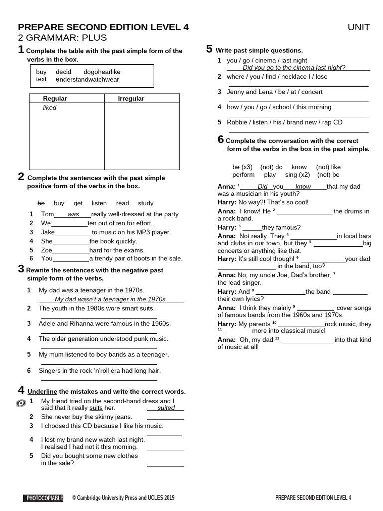 PREPARE 4 Grammar Plus Unit 02 | PDF
