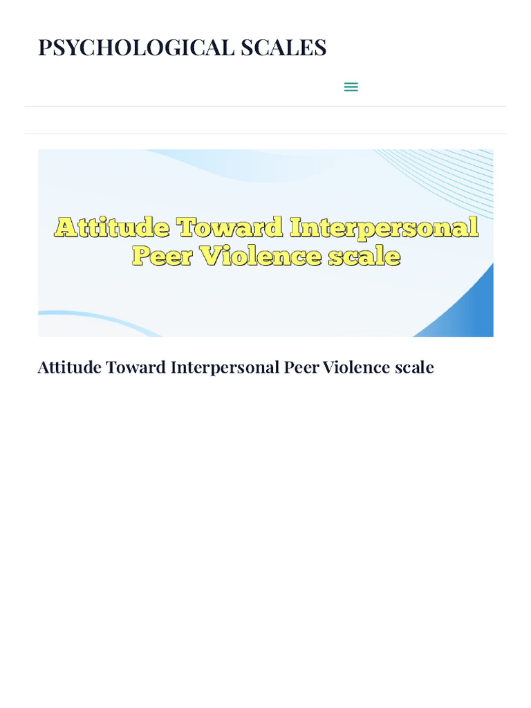Attitude Toward Interpersonal Peer Violence Scale | PDF | Violence ...