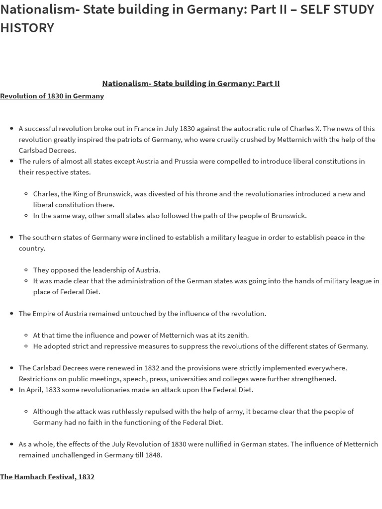 Nationalism and State Building in Germany | PDF | Kingdom Of Prussia ...