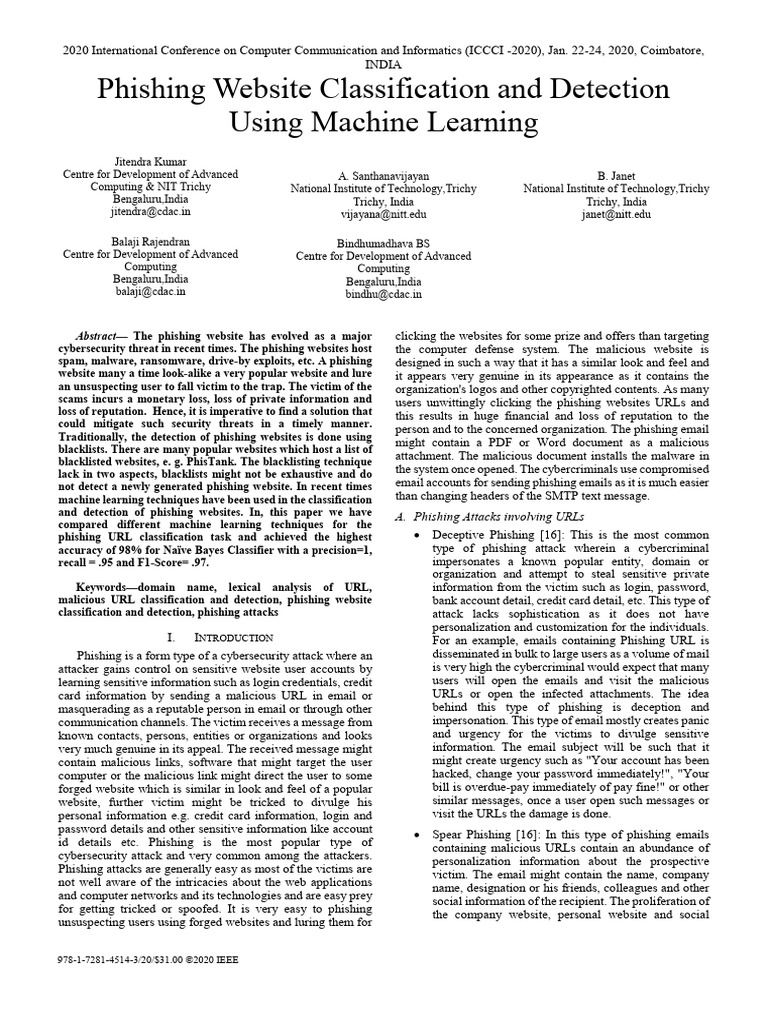 Phishing Website Classification and Detection Using Machine Learning ...