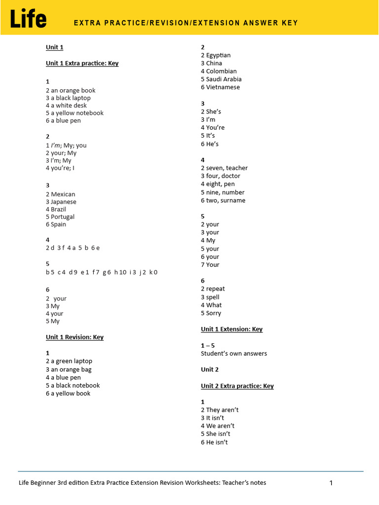 Life Beginner 3rd Edition Teacher's Notes | PDF