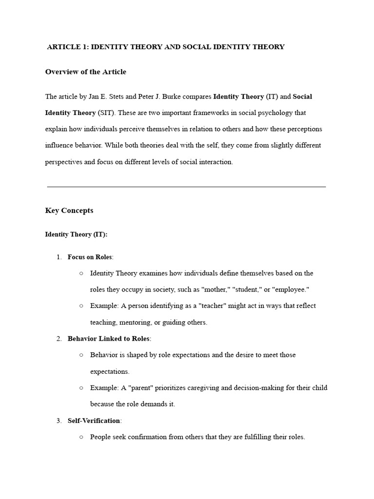 Comparing Identity Theories in Psychology | PDF | Social Stigma | Emotions