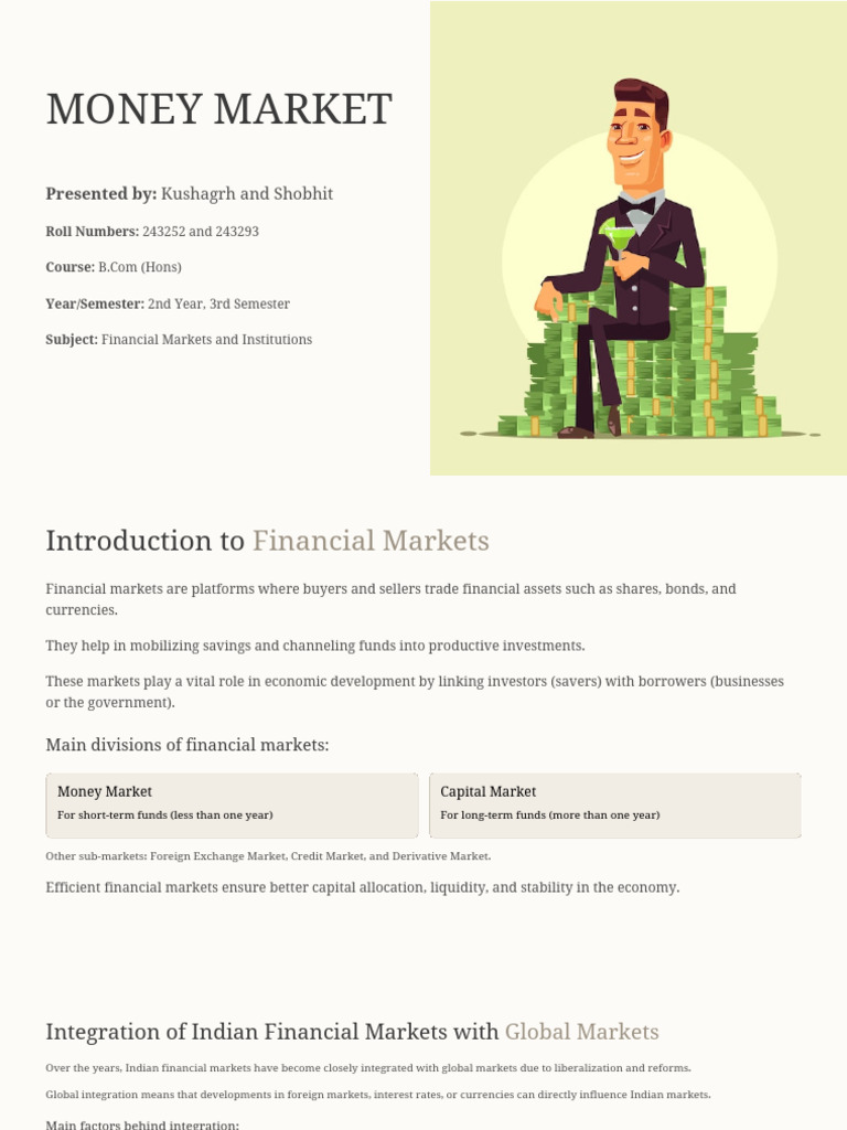Overview of the Money Market in India | PDF | Money Market | Financial ...