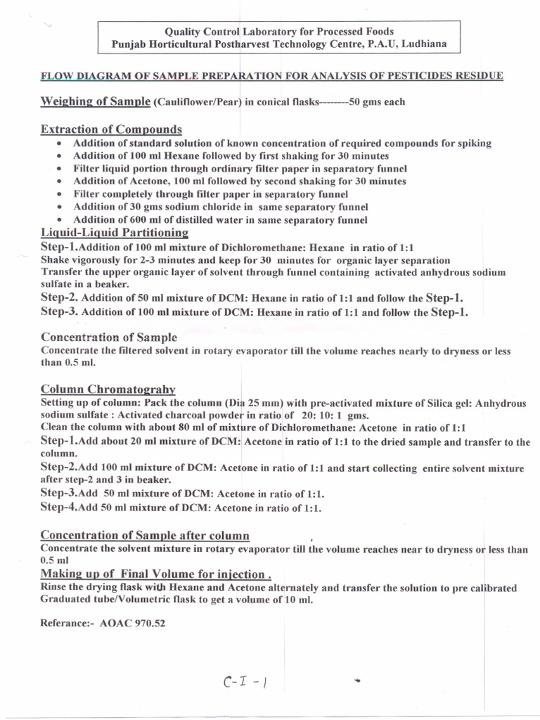 Pesticide Residue Analysis Sample Preparation0001 | PDF