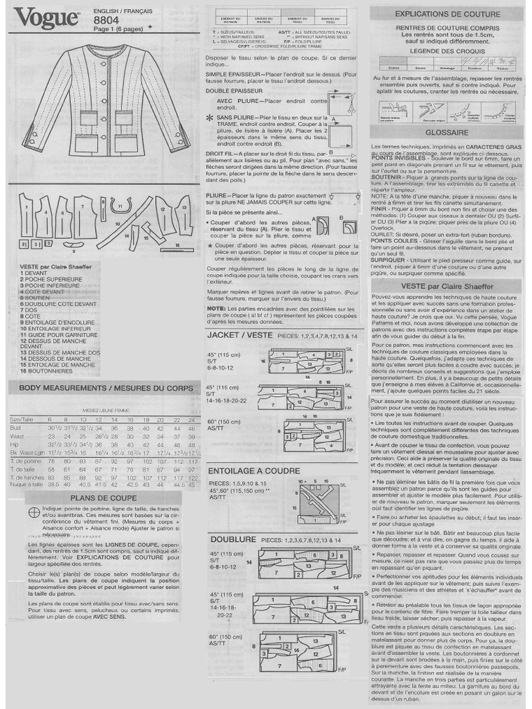 Guide Patron Vogue V8804 | PDF