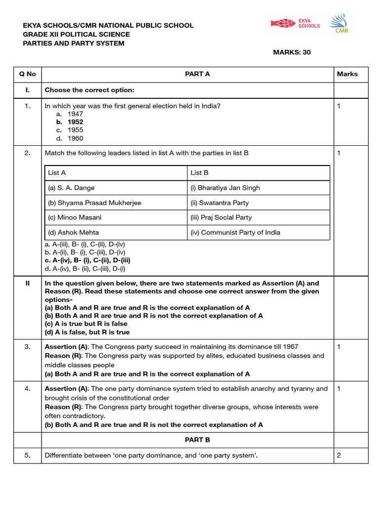Parties and Party System in India | PDF | Elections | Indian National ...