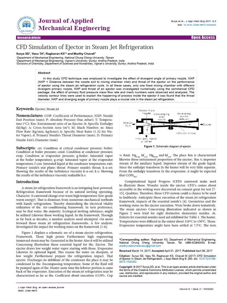 CFD Simulation of Ejector in Steam Jet Refrigeration 2wmwp0oou2 | PDF ...