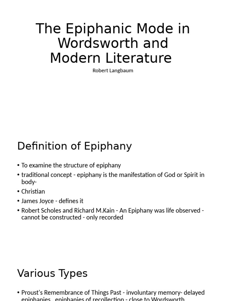 The Epiphanic Mode in Wordsworth and Modern Literature | PDF