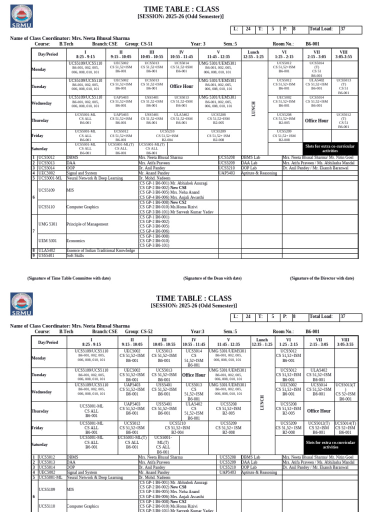 3rd Year Class_time Table(Shift-i) | PDF | Machine Learning ...