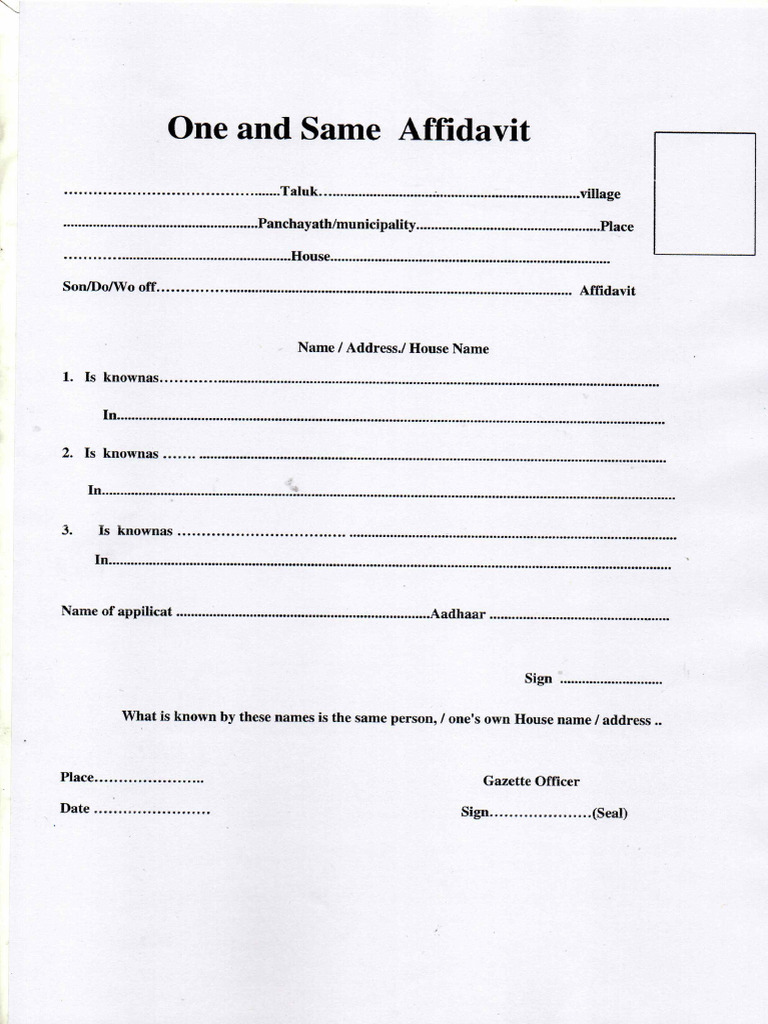 One and Same Affidavit | PDF