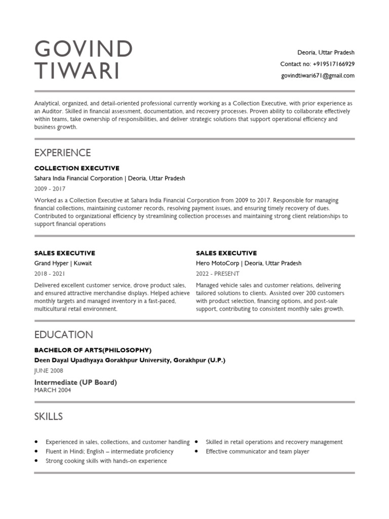 Resume of Govind Tiwari | PDF