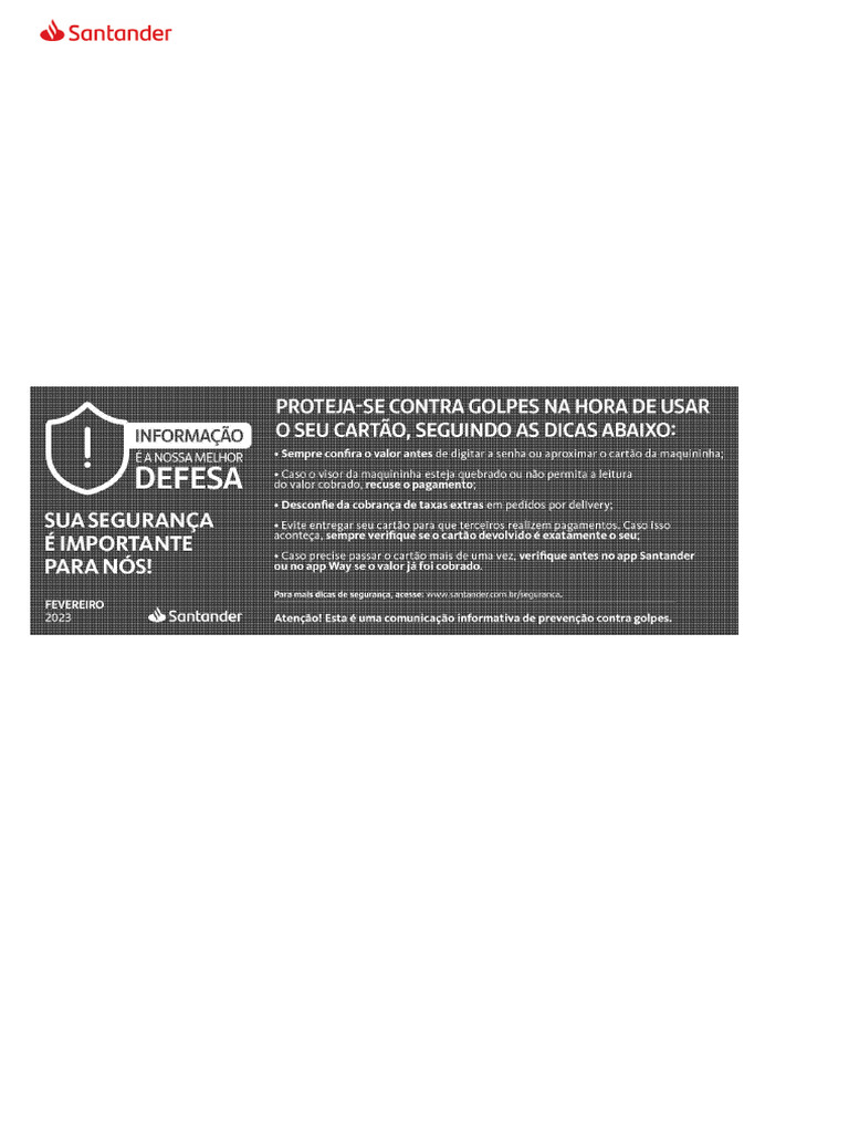 Extrato Bancário Santander - Fevereiro 2023 | PDF | Conta de transação ...