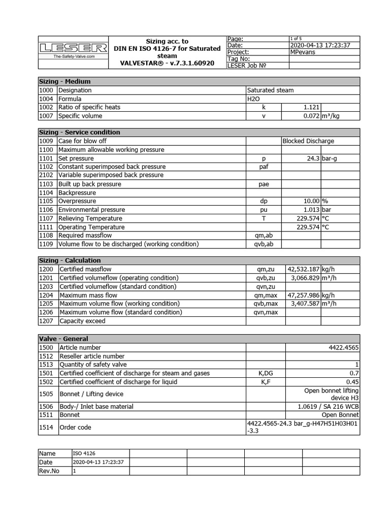 (DIN en ISO 4126-7 Saturated Steam-24,3 Barg) SQ 3369 (1) | PDF | Valve | Applied And ...