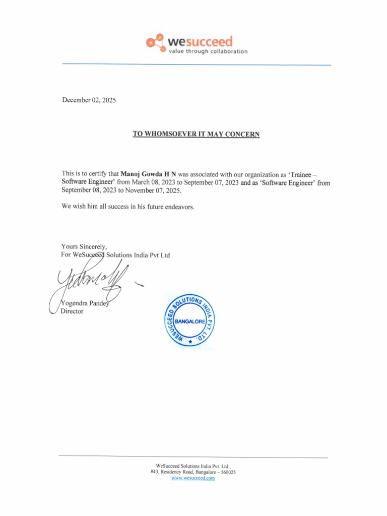 Experience Letter | PDF