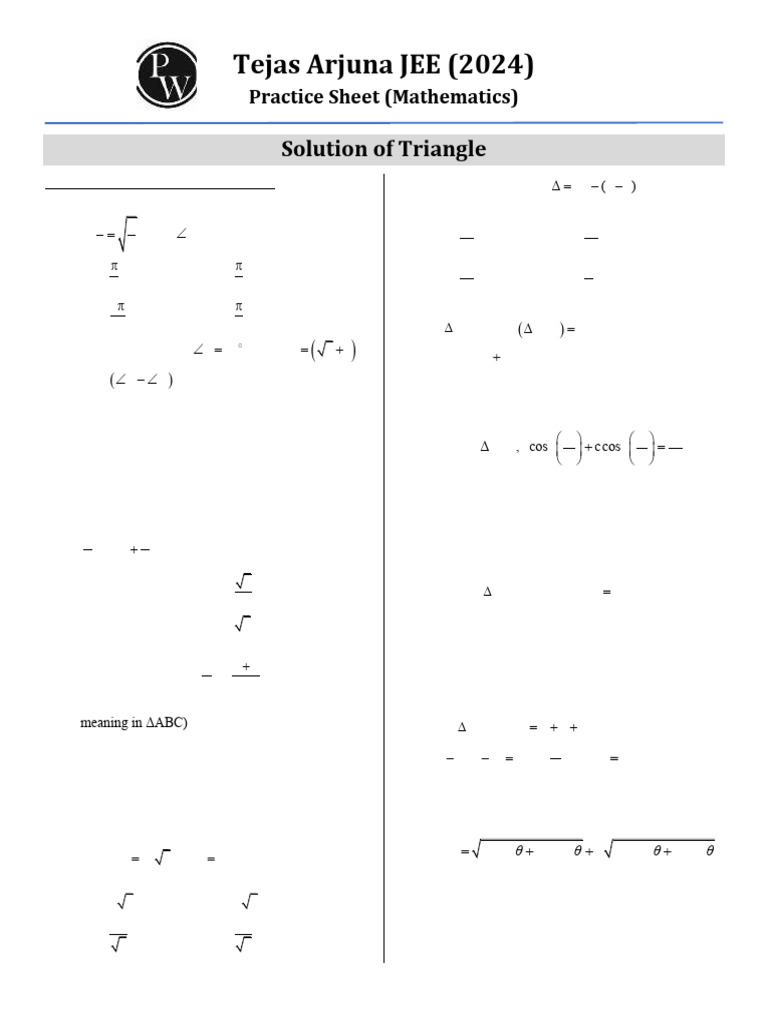 Solution of Triangle Practice Sheet Arjuna JEE 2024 | PDF | Triangle ...