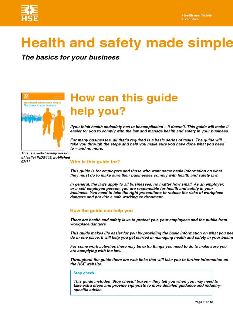 Health and Safety Made Simple | PDF | Occupational Safety And Health | Risk