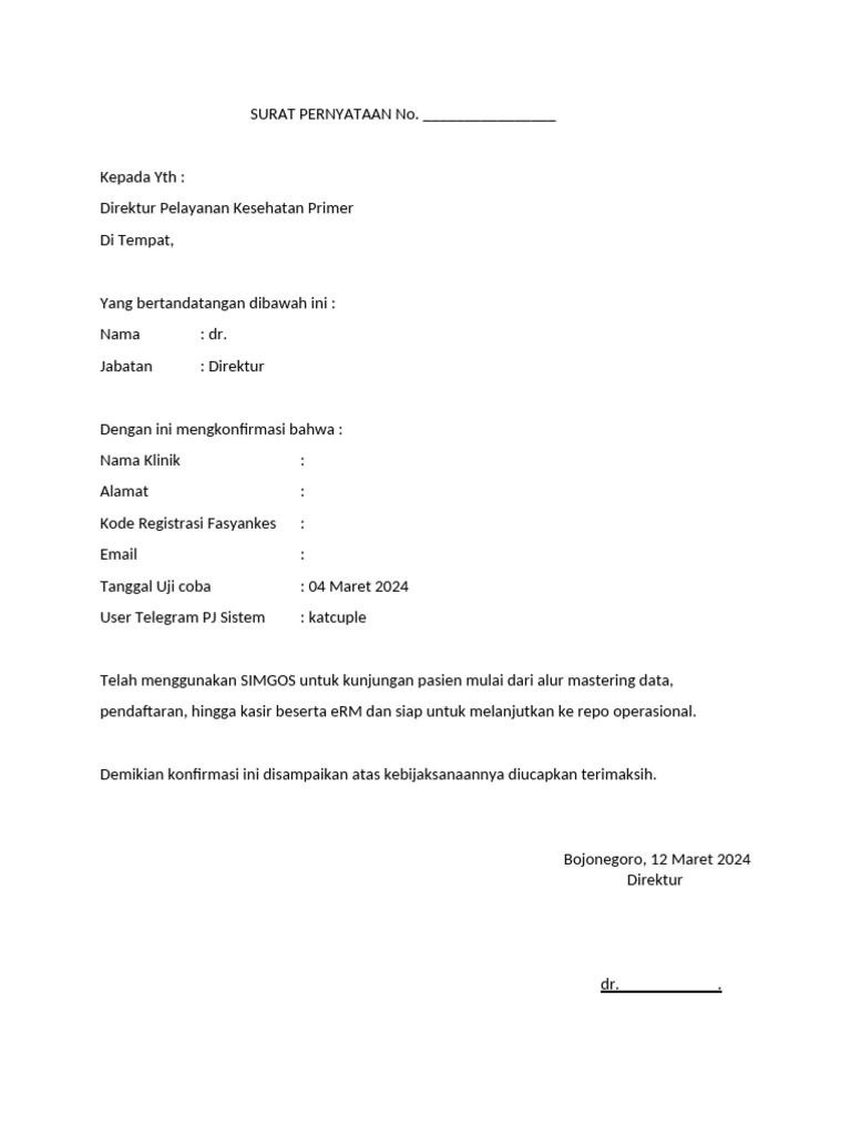 Konfirmasi Operasional | PDF