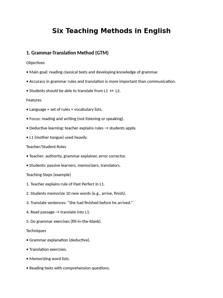 Six Effective English Teaching Methods | PDF | Behavior Modification ...