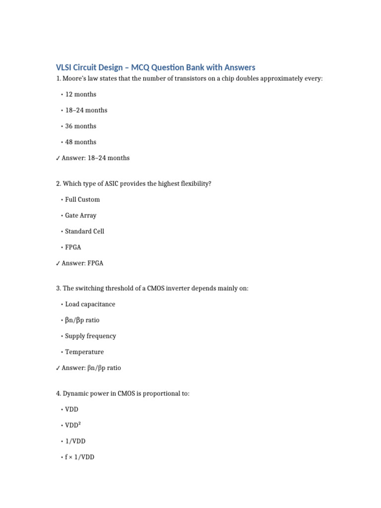 Vlsi Gate Mcq | PDF