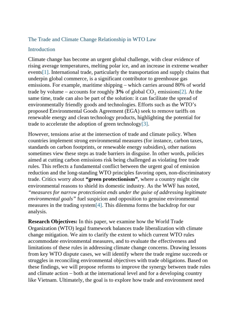 WTO Law: Trade and Climate Change Dynamics | PDF | World Trade ...