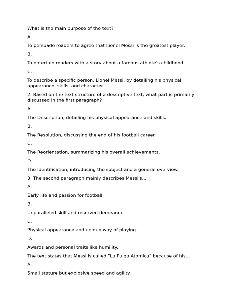 What Is The Main Purpose of The Text | PDF | Lionel Messi | Linguistics