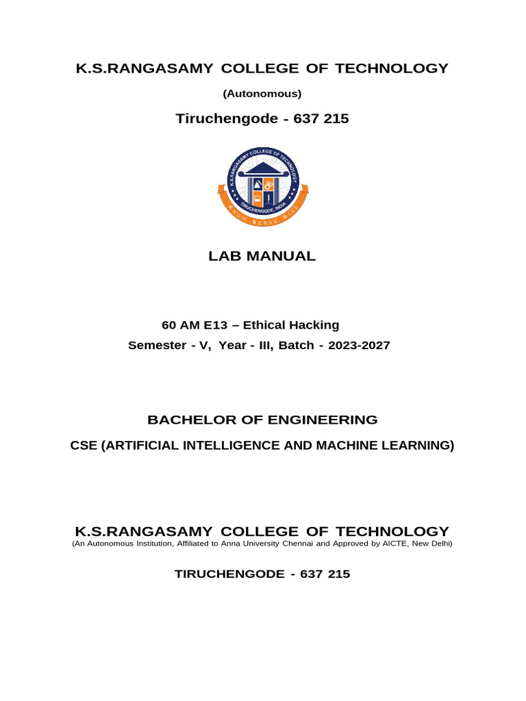 Ethical Hacking Lab Manual for CSE | PDF | Domain Name System | Domain Name