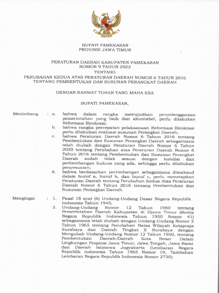 PERDA NOMOR 9 TAHUN 2022-Perubahan Kedua Ats Perda Nomor 6 Tahun 2016 ...