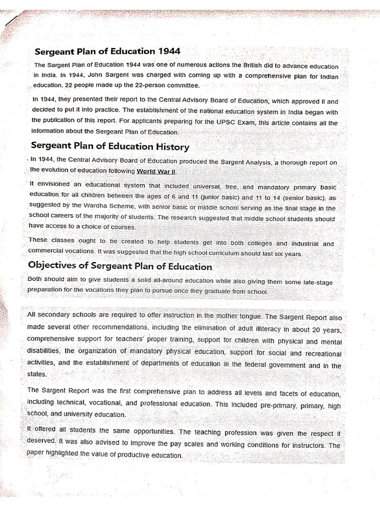 Sergeant Plan of Education 1944 | PDF