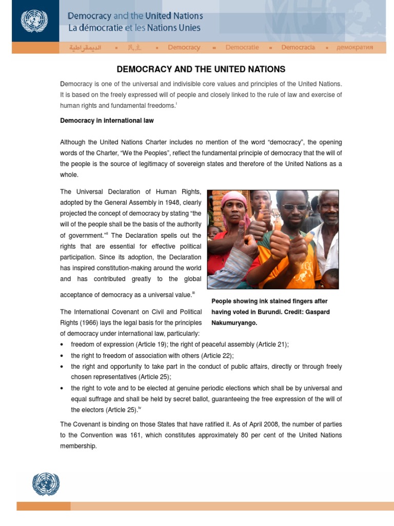 UN's Role in Global Democracy Promotion | PDF | United Nations ...