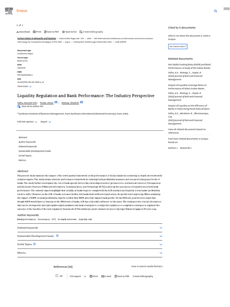 Liquidity Regulation and Bank Performance The Industry Perspective ...