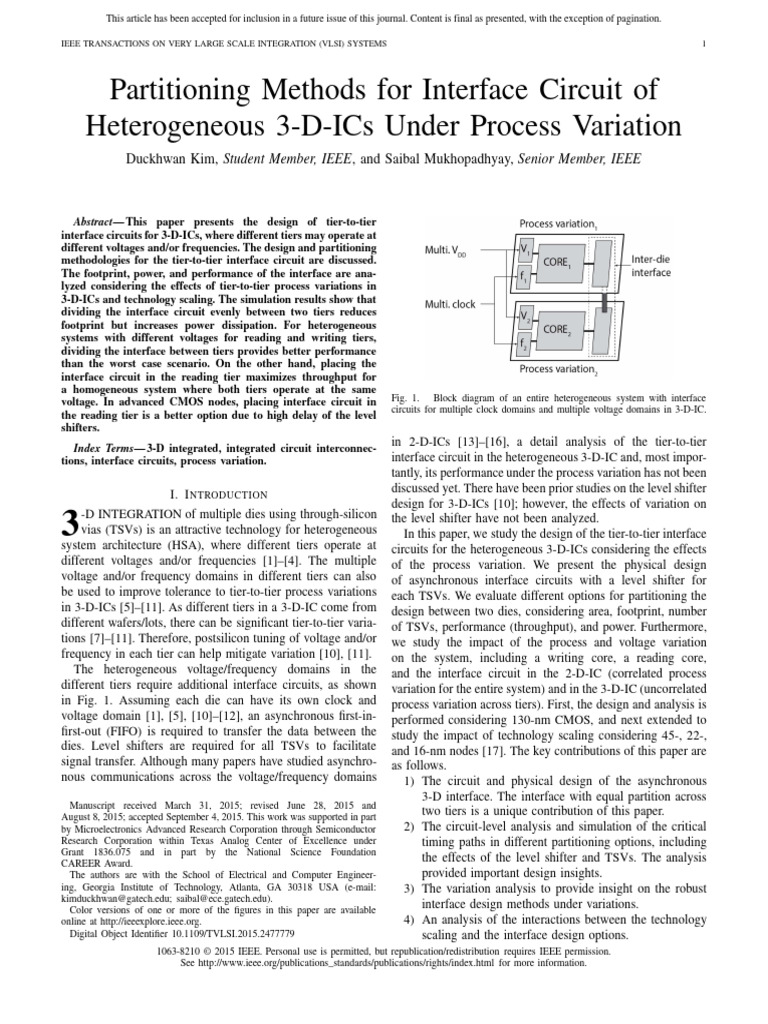 Partitioning Methods for Interface Circuit | PDF | Cmos | Electronic ...