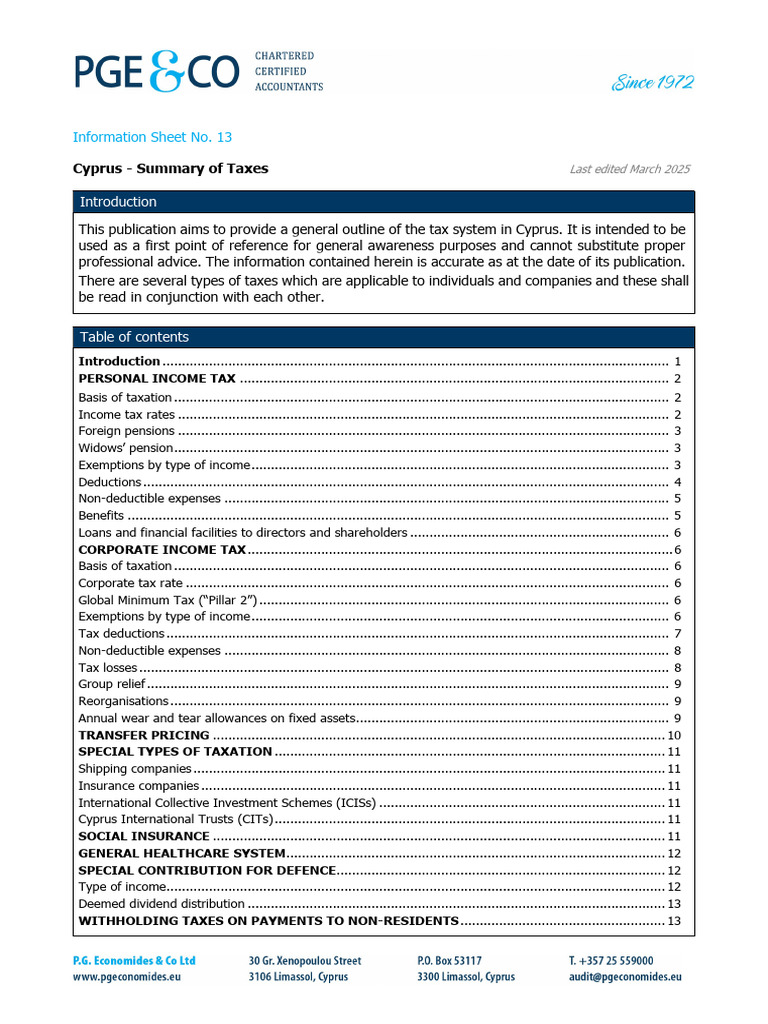 Cyprus Tax System Overview 2025 | PDF | Taxes | Expense