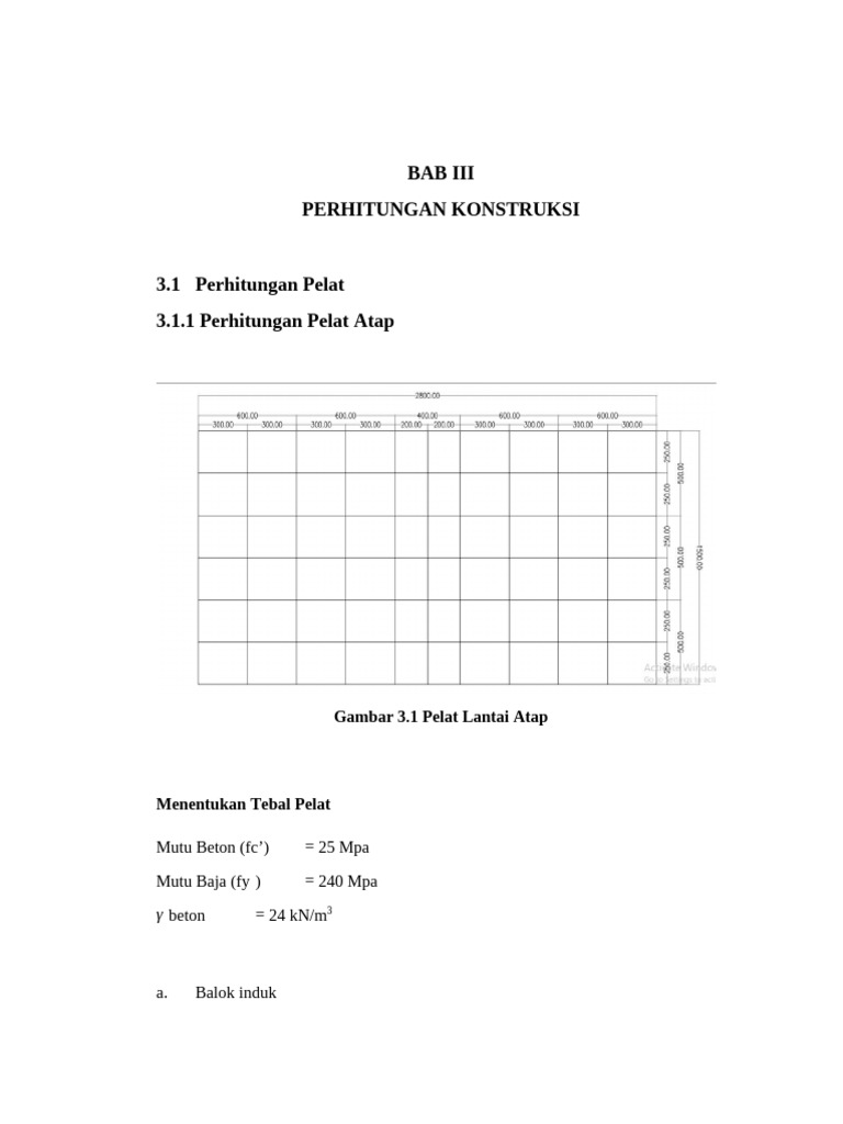 Bab III Perhitungan Plat Atap La Robih | PDF