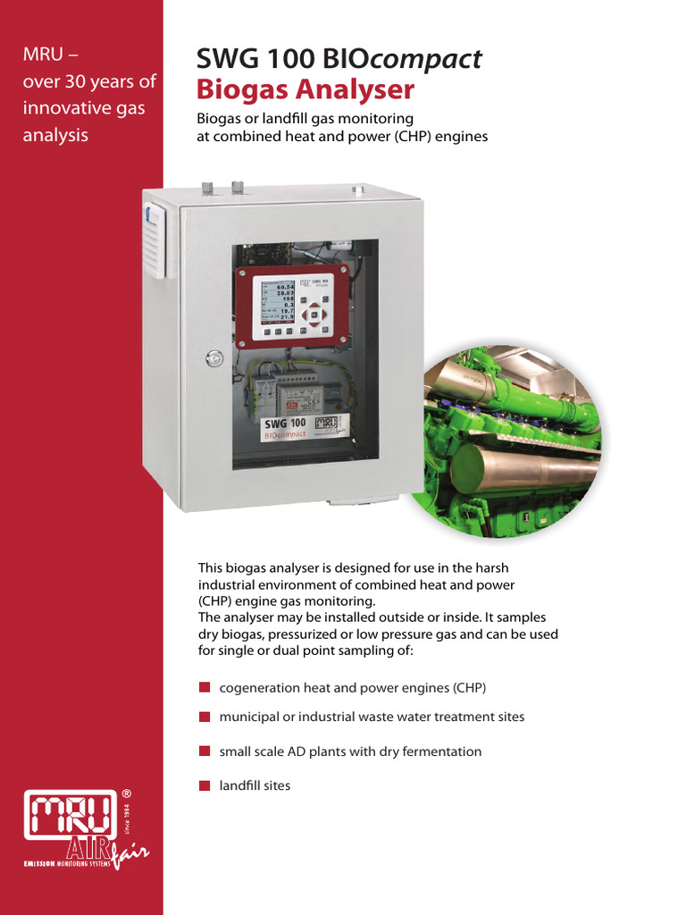 SWG 100 BIOcompact Biogas Analyser | PDF | Cogeneration | Biogas